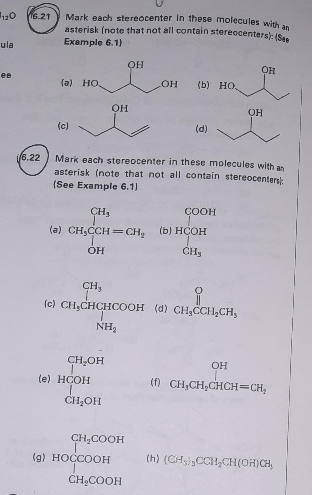 Solved (16.21) Mark each stereocenter in these molecules | Chegg.com