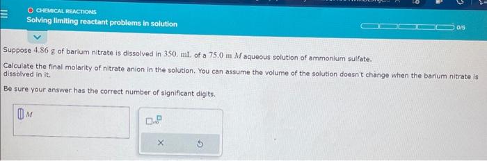 Solved Suppose 4.86 g of barium nitrate is dissolved in 350, | Chegg.com