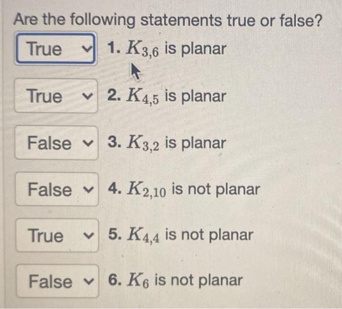 Solved Are the following statements true or false? True 1. | Chegg.com