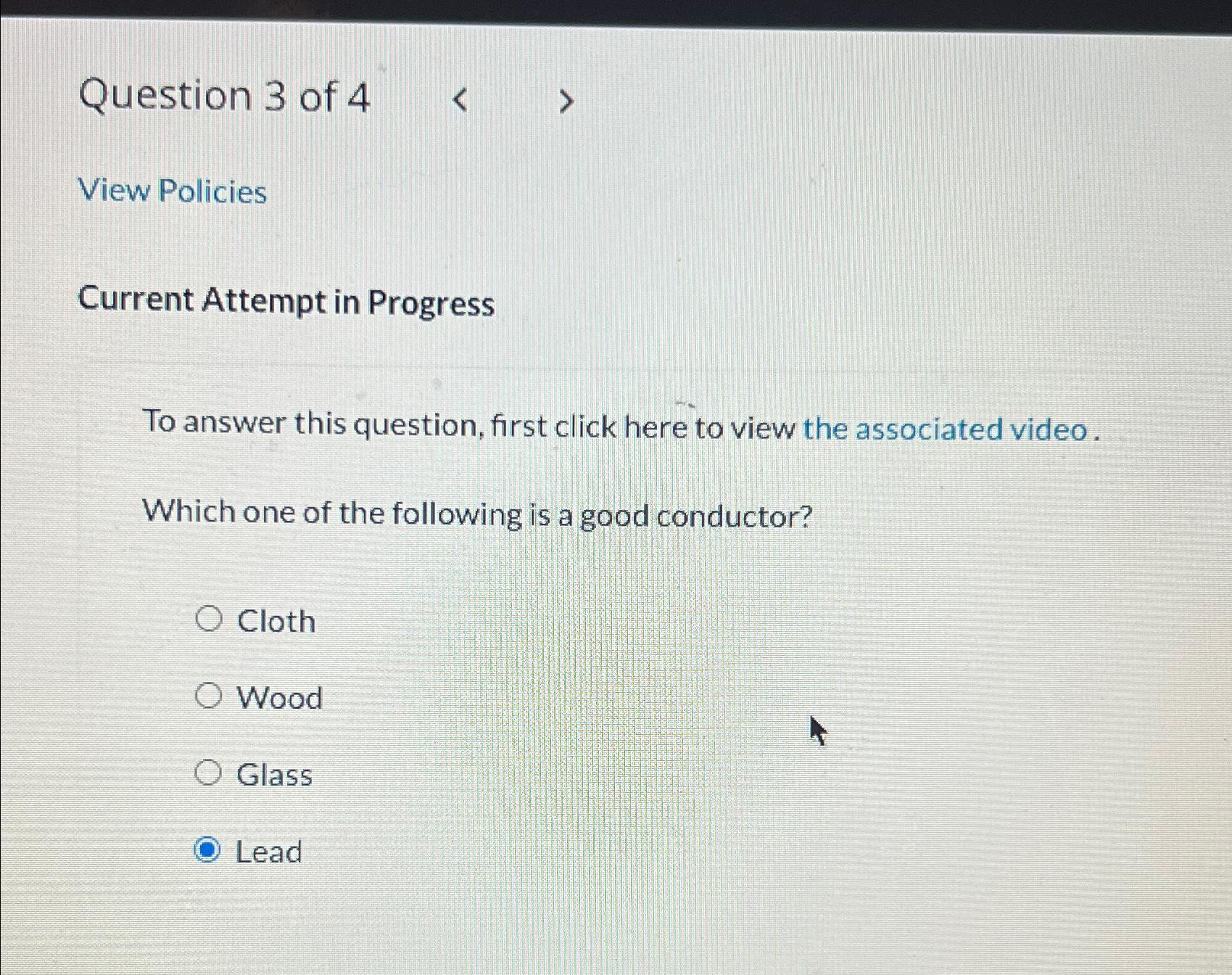 Solved Question 3 ﻿of 4View PoliciesCurrent Attempt in | Chegg.com