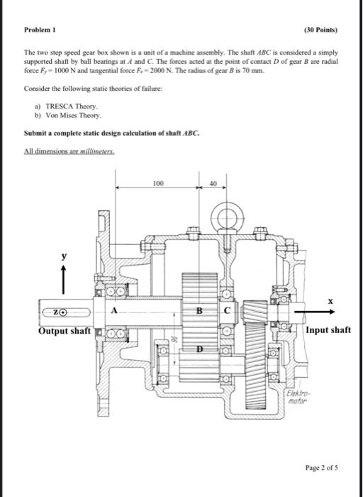 Solved Problem 1 (30 Points) The two step speed gear box | Chegg.com