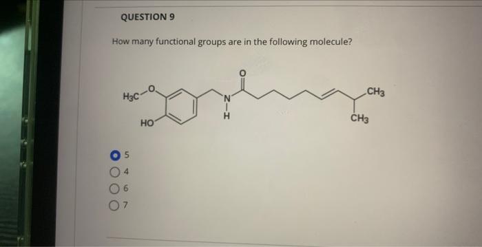 Solved How many functional groups are in the following | Chegg.com