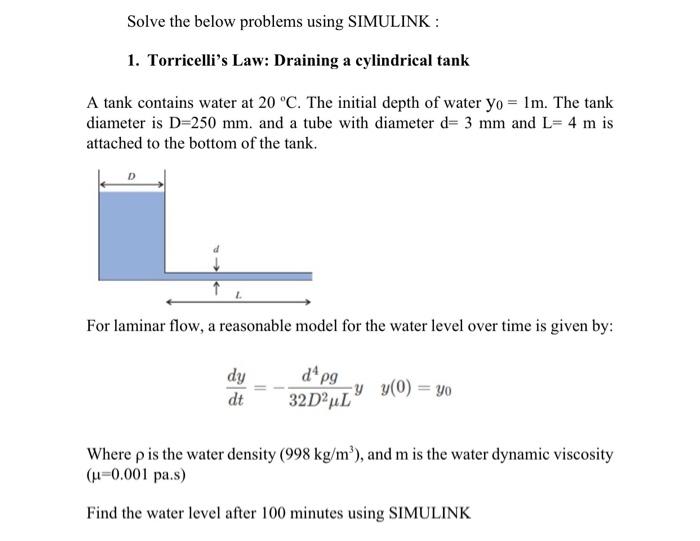 Solved Solve the below problems using SIMULINK : 1. | Chegg.com