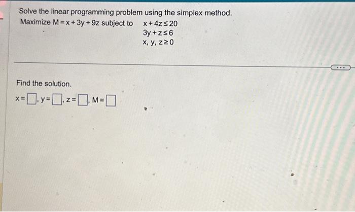 Solved Solve the linear programming problem using the | Chegg.com