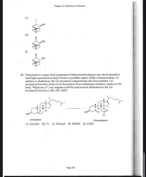 Solved Chapter 12: Reactions of AlkenesC)D)E)44. | Chegg.com