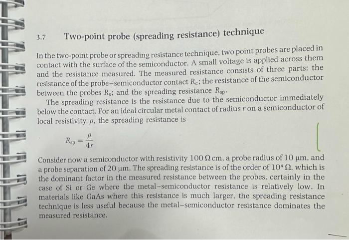 Solved 3.7 Two-point probe (spreading resistance) technique | Chegg.com