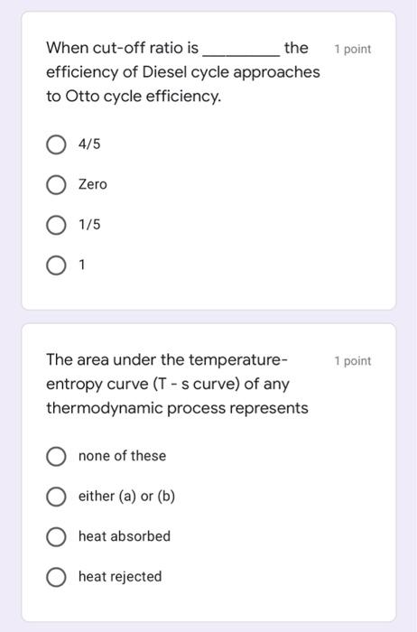 Solved 1 point When cut-off ratio is the efficiency of | Chegg.com