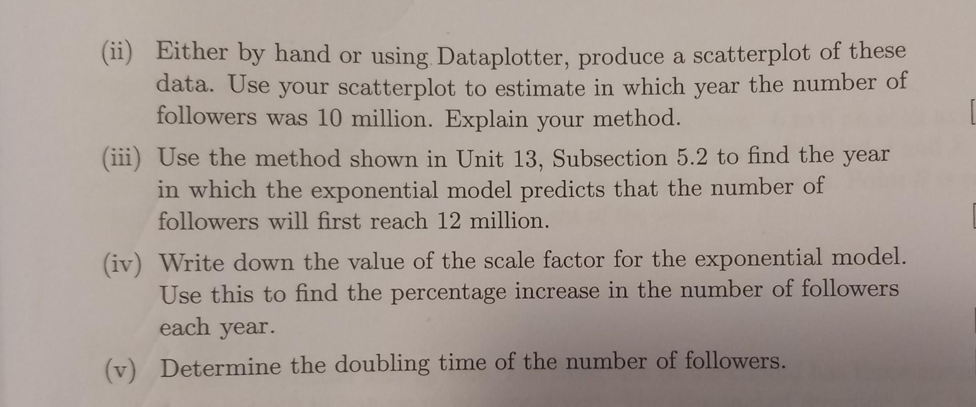 Solved (ii) Either by hand or using. Dataplotter, produce a | Chegg.com