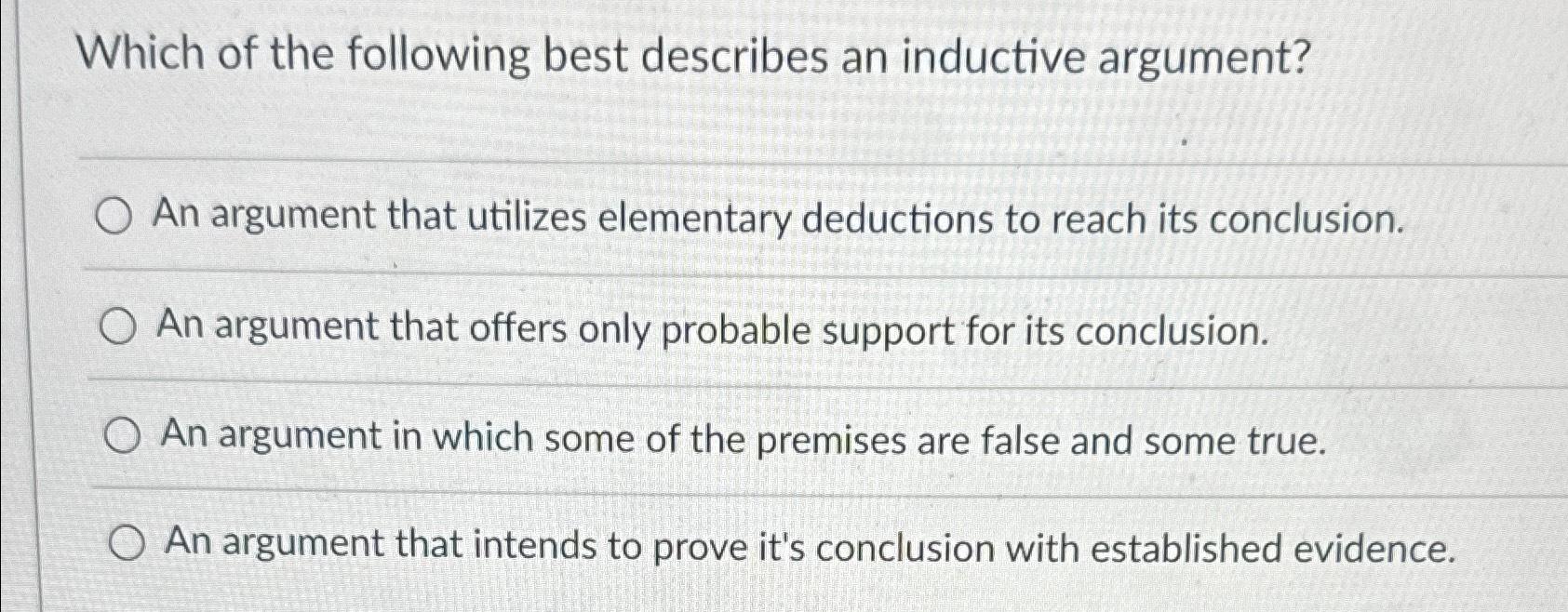 Solved Which of the following best describes an inductive | Chegg.com
