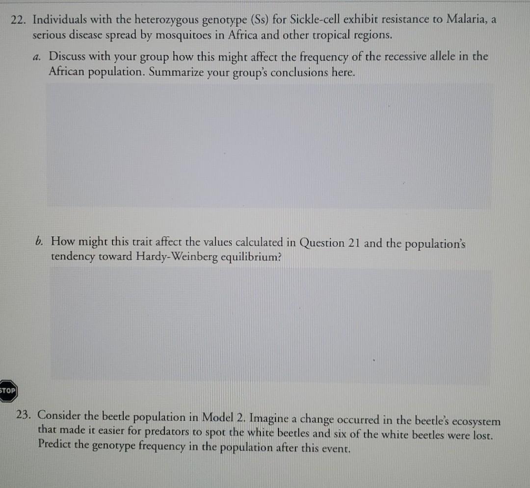 Solved Individuales with the heterozygous genotype (Ss) for | Chegg.com