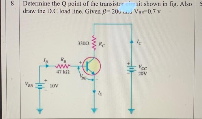 Solved Determine the Q point of the transister cuit shown in | Chegg.com