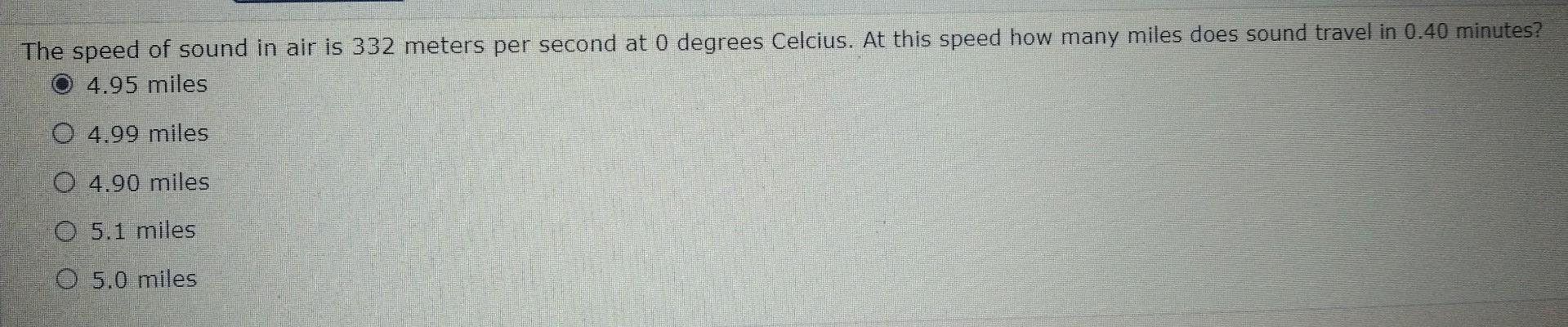 Solved The speed of sound in air is 332 meters per second at | Chegg.com