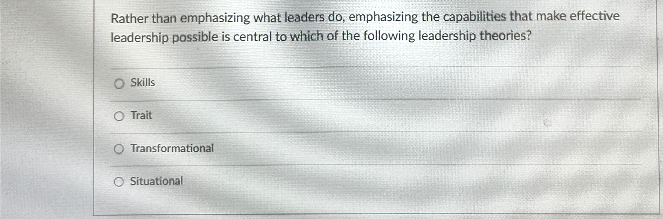 Solved Rather than emphasizing what leaders do, ﻿emphasizing | Chegg.com