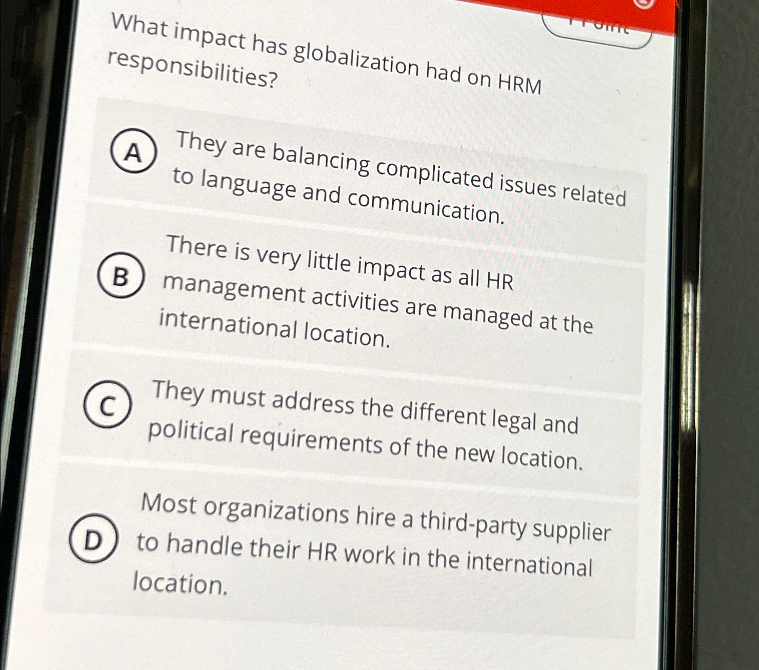 Solved What impact has globalization had on HRM | Chegg.com
