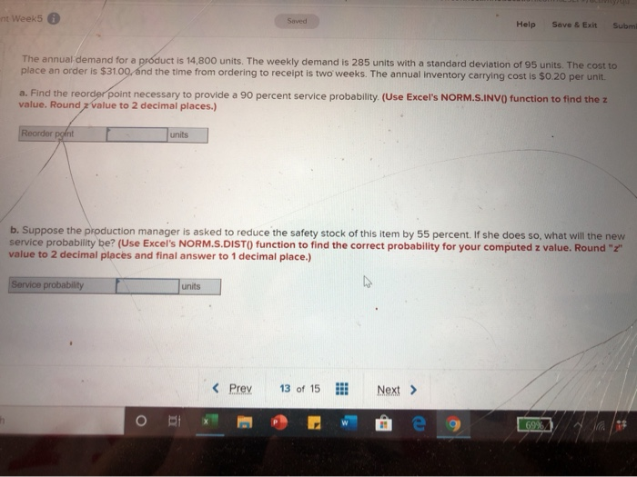 Solved nt Week5 Saved Help Save & Exit Subm The annual | Chegg.com