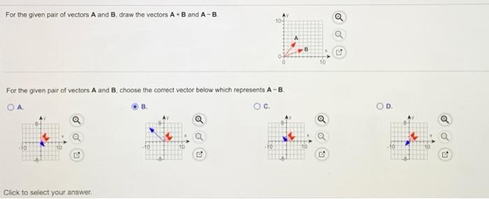 Solved For the given pair of vectors A and B. draw the | Chegg.com