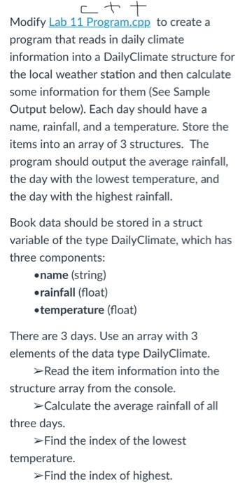 Solved att Modify Lab 11 Program.cpp to create a program | Chegg.com