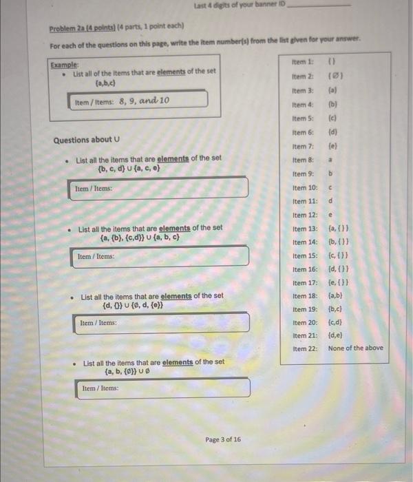 Solved For each of the questions on this page, write the | Chegg.com