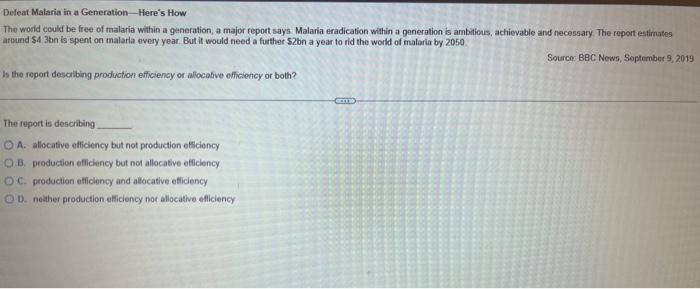 Solved Defeat Malaria in a Generation-Here's How The world | Chegg.com Solved Defeat Malaria in a Generation-Here's How The world | Chegg.com