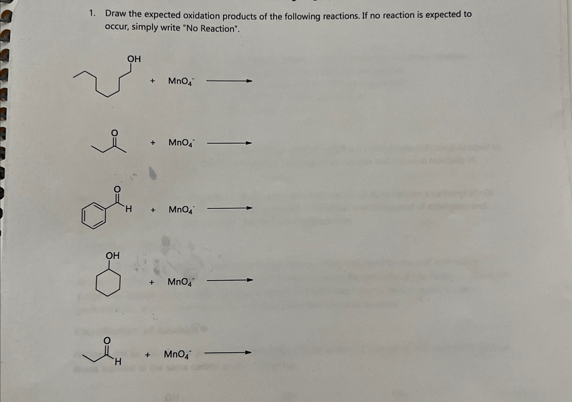 Solved Draw the expected oxidation products of the following | Chegg.com