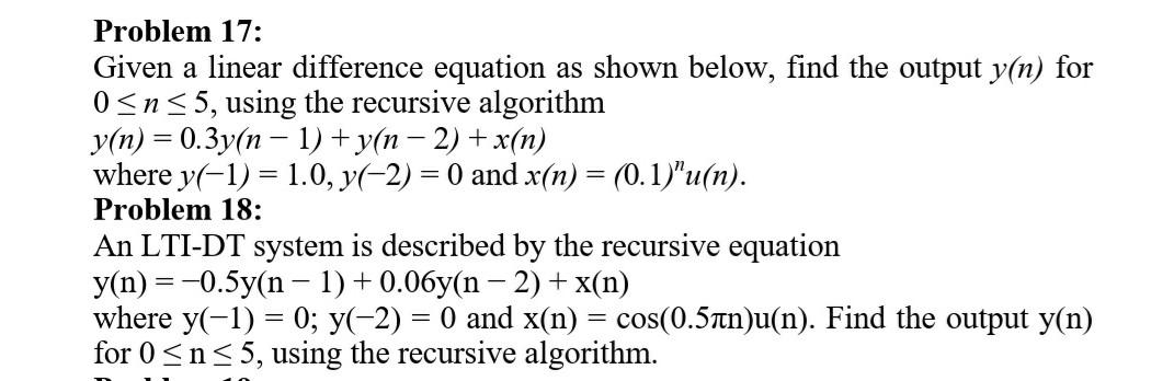 Solved Problem 17 Given A Linear Difference Equation As