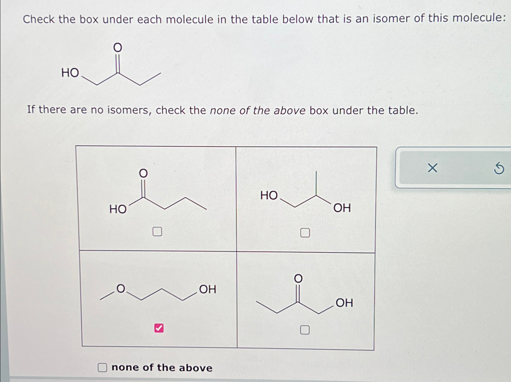 Solved Check the box under each molecule in the table below | Chegg.com