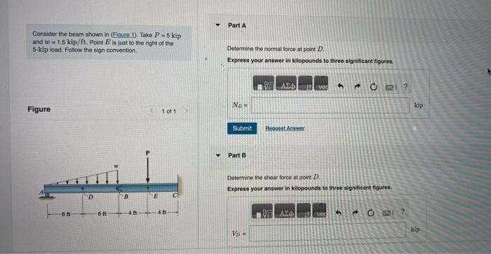 Solved Consider the beam shown in Take P=5kip and | Chegg.com