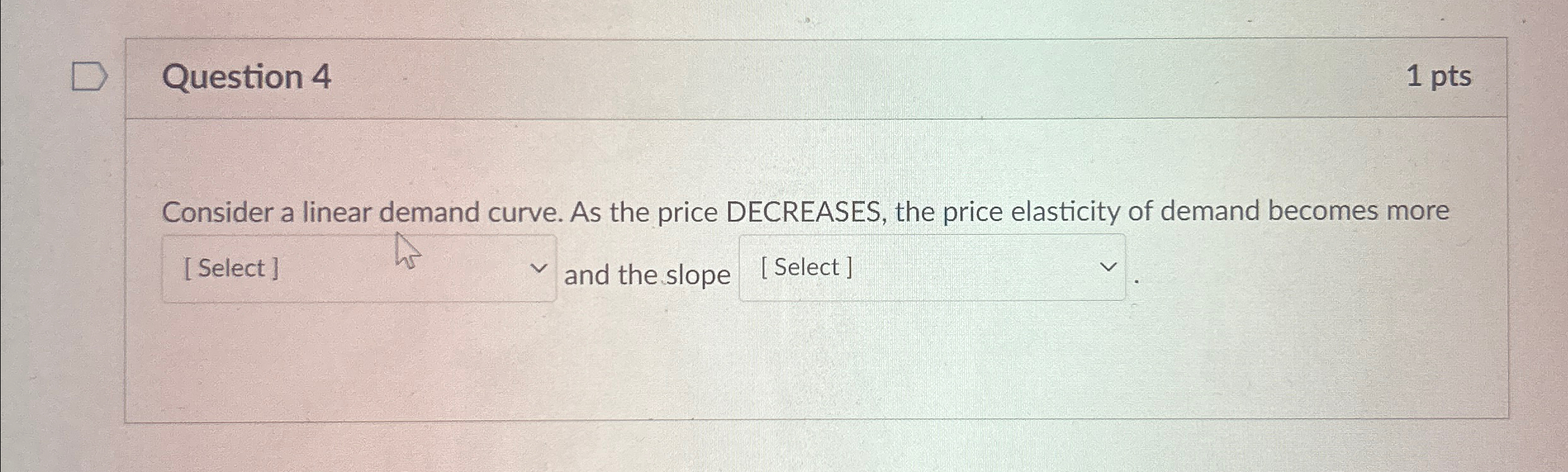 Solved Question 41ptsConsider a linear demand curve. As the | Chegg.com