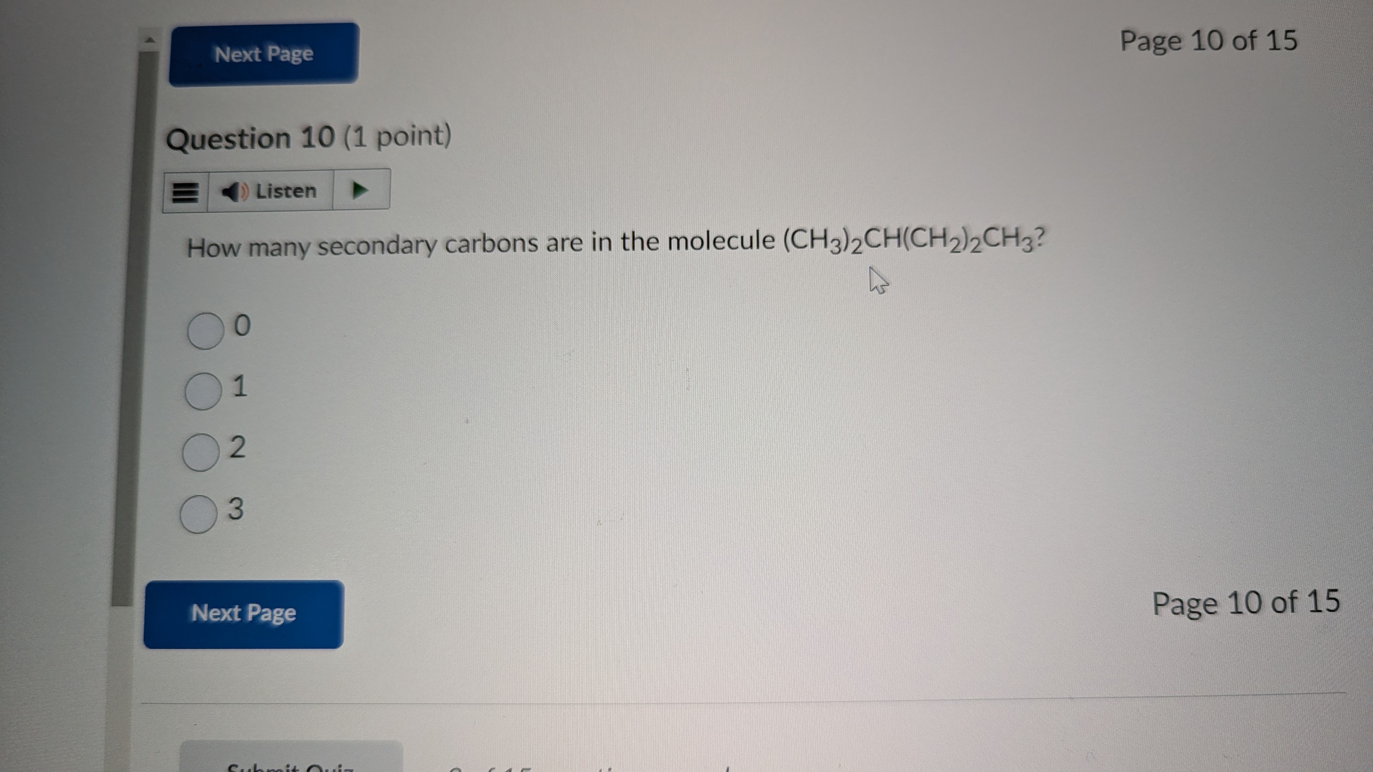 Solved Question 10 (1 ﻿point)How many secondary carbons are | Chegg.com