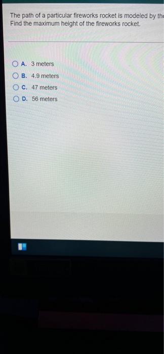 Solved The path of a particular fireworks rocket is modeled | Chegg.com