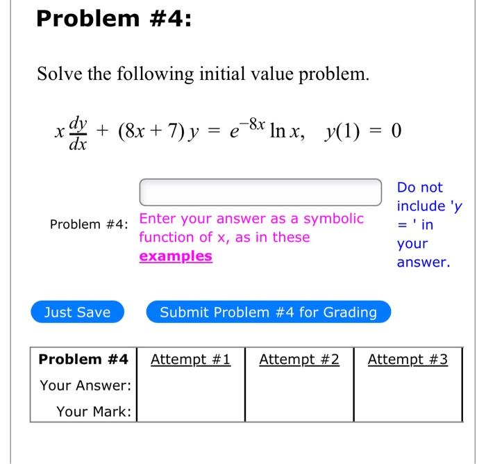Solved Solve the following initial value problem. | Chegg.com