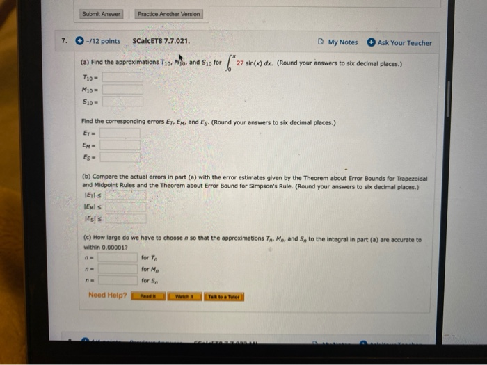 Solved Submit Answer Practice Another Version 7. -/12 points | Chegg.com