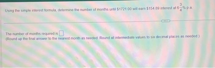 Solved Using the simple interest formula, determine the | Chegg.com