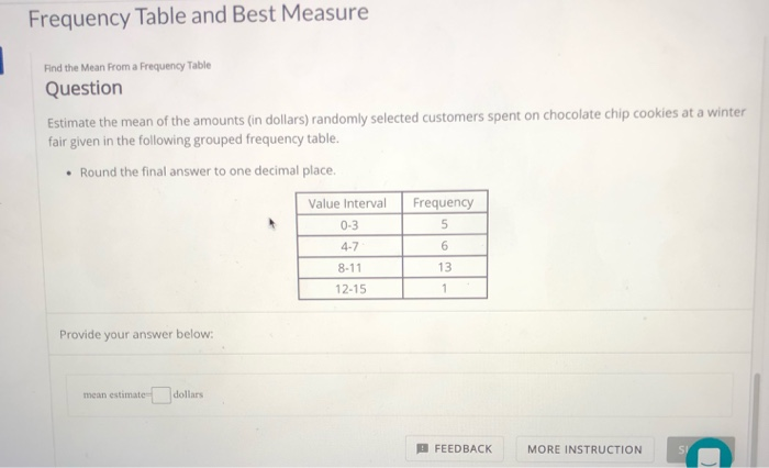 Solved Frequency Table and Best Measure Find the Mean From a | Chegg.com