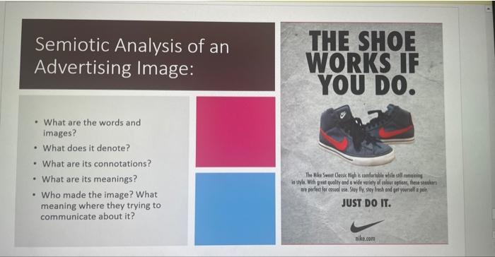 Semiotic Analysis of an Advertising Image: TIE SHOE | Chegg.com