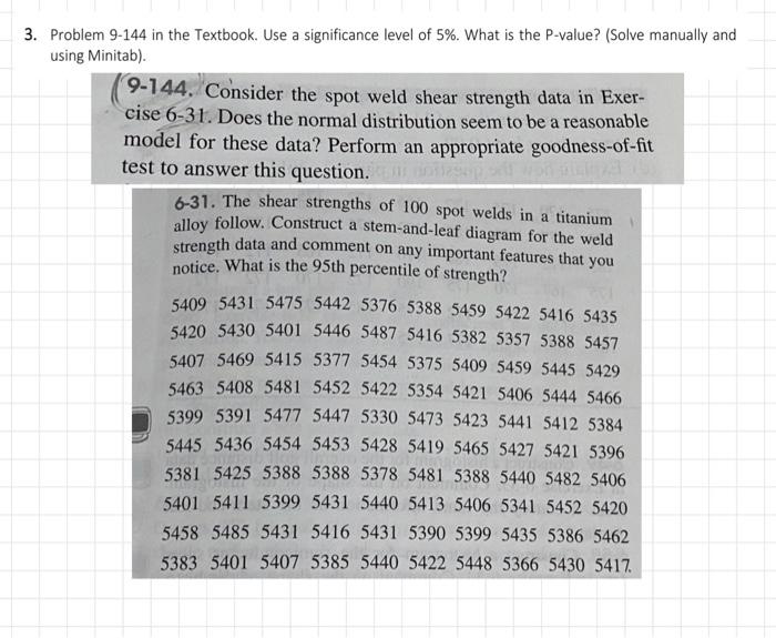 Solved 3. Problem 9-144 in the Textbook. Use a significance | Chegg.com