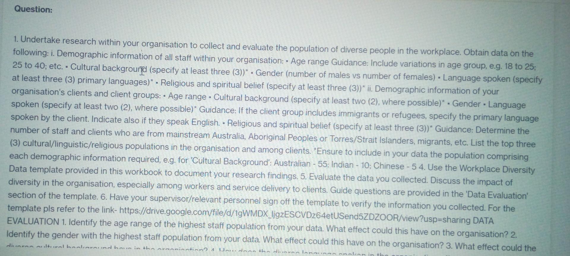 Question: " . N W 1. Undertake research within your | Chegg.com