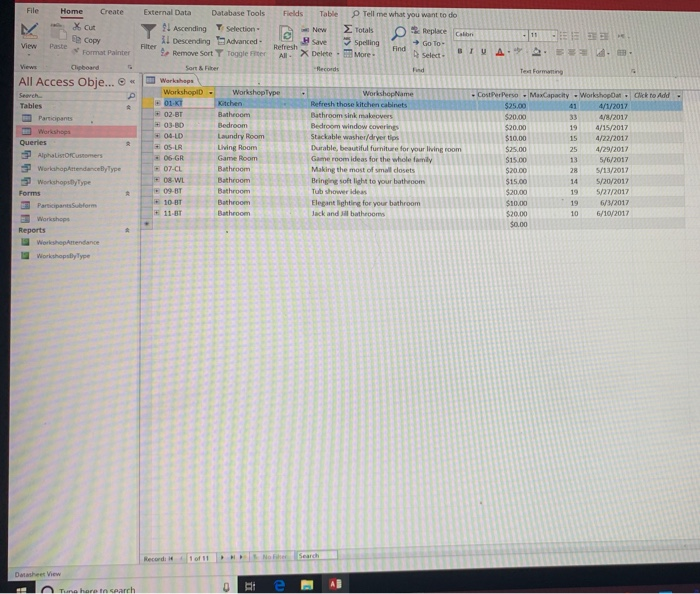 Solved Task Instructions Add A Total Row To The Workshops