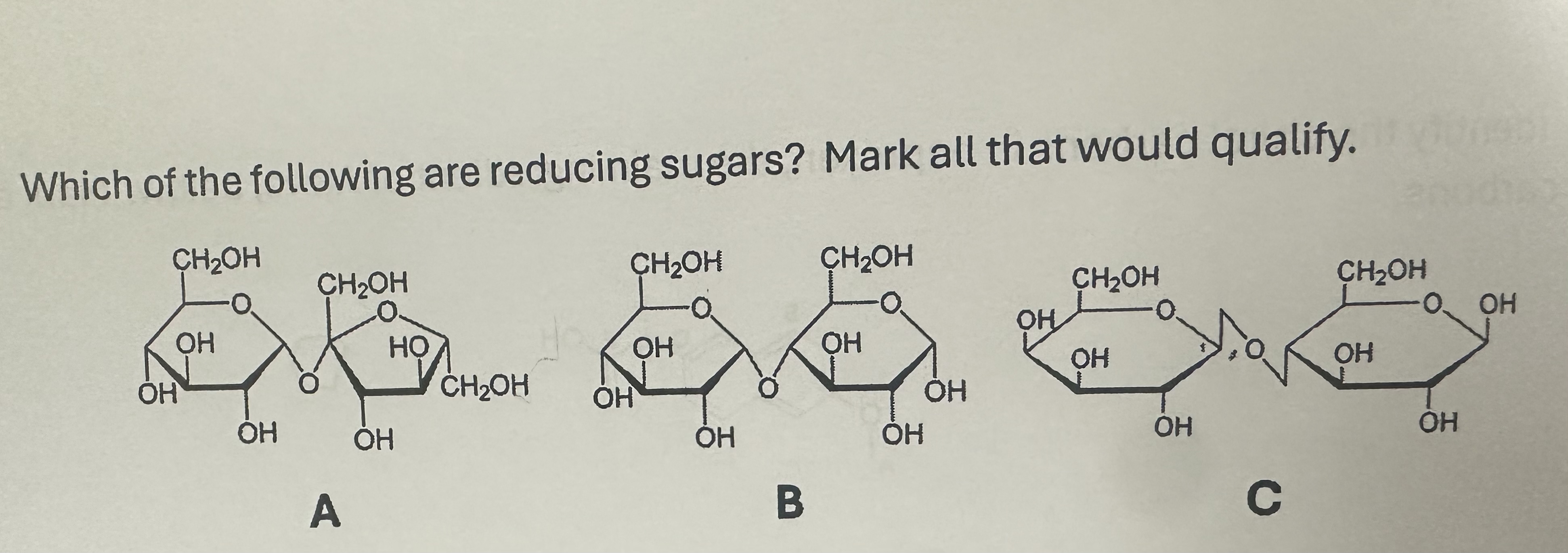 Solved Which of the following are reducing sugars? Mark all | Chegg.com
