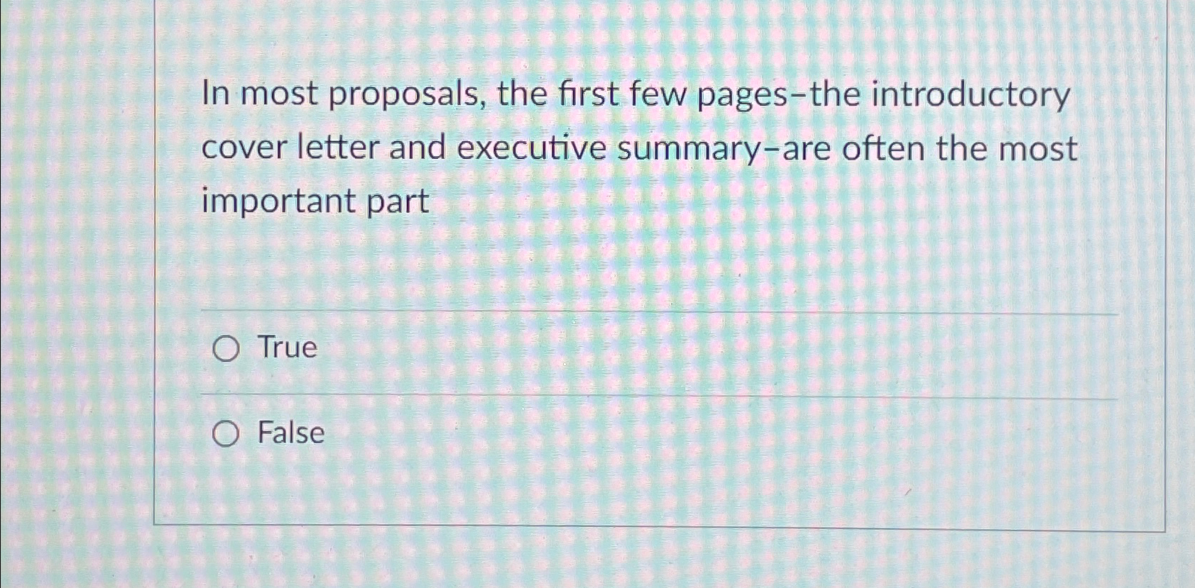 Solved In most proposals, the first few pages-the | Chegg.com