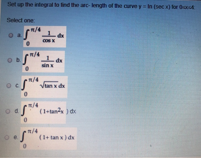 Solved Set up the integral to find the arc-length of the | Chegg.com