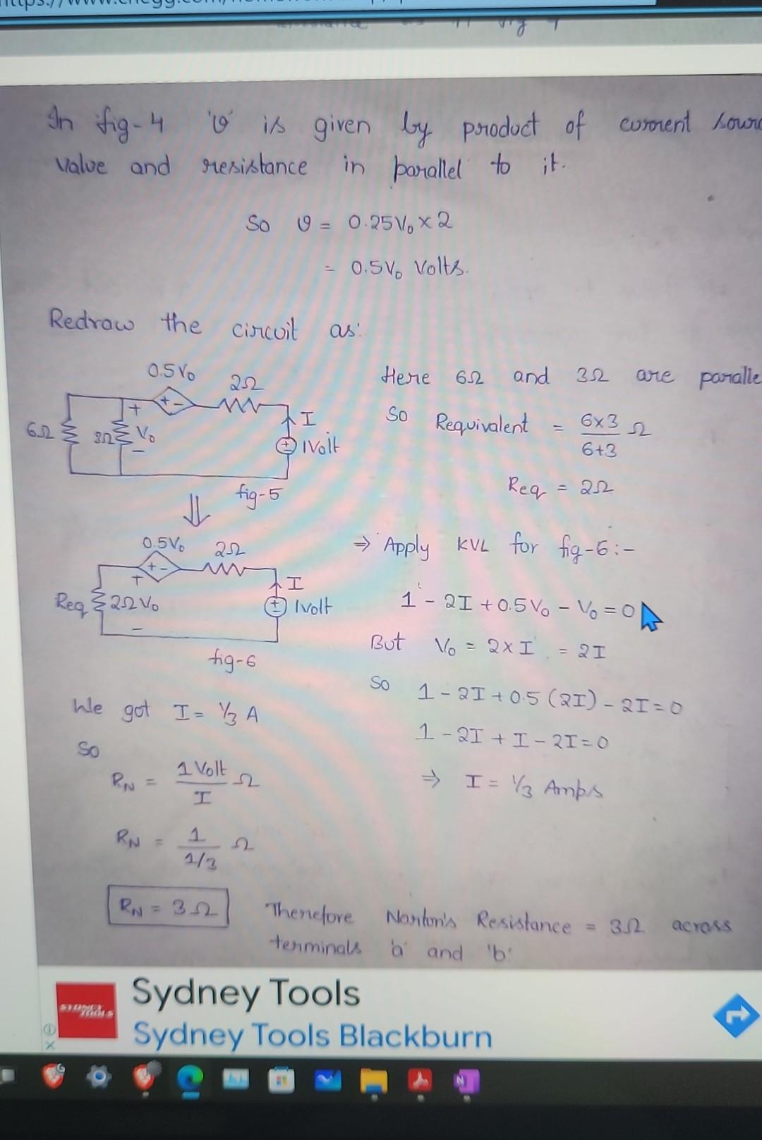 Solved HOW IS v_0 = 2 * I in the KVL of fig 6 | Chegg.com