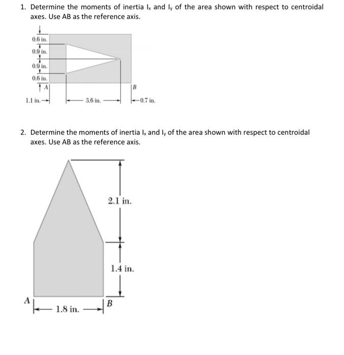 Solved 1. Determine the moments of inertia Ix and Iy of the | Chegg.com