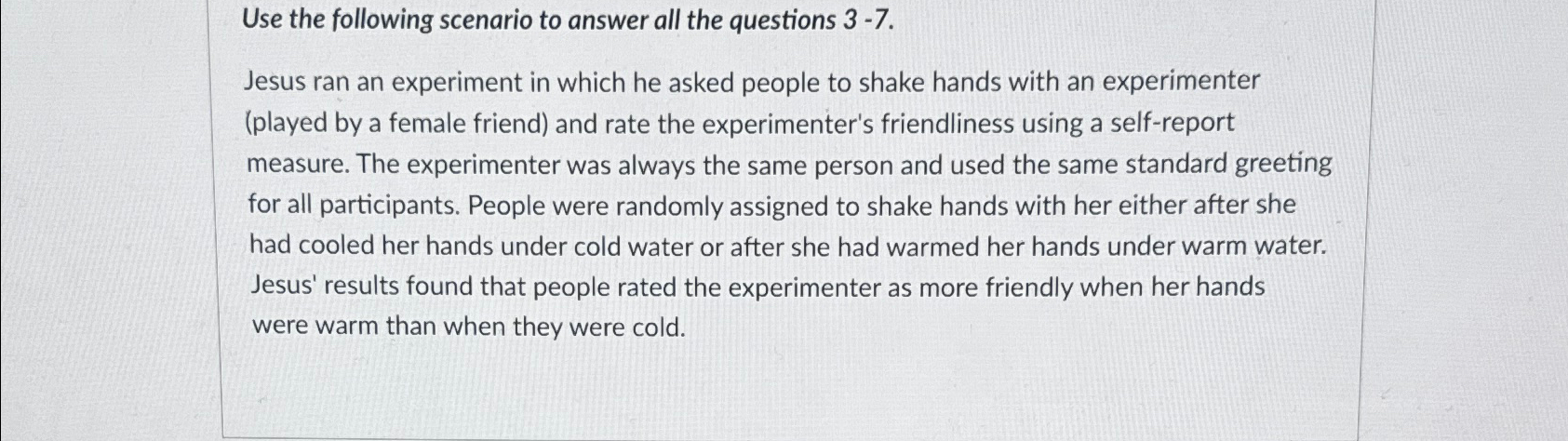 Solved Use the following scenario to answer all the | Chegg.com