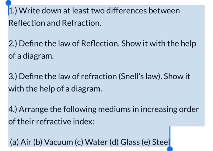 Solved 1.) Write down at least two differences between | Chegg.com