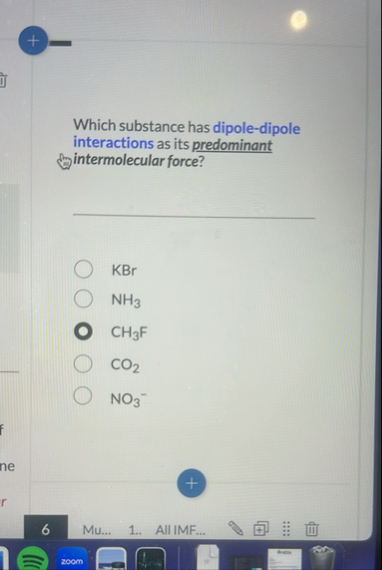 Solved Which substance has dipole-dipole interactions as its | Chegg.com