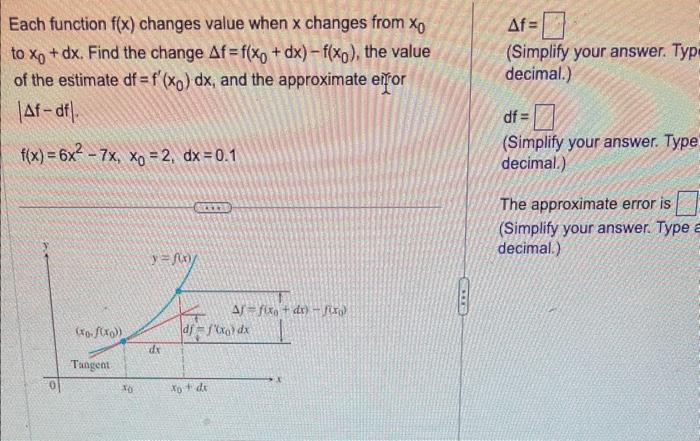 Solved Each function f(x) changes value when x changes from | Chegg.com