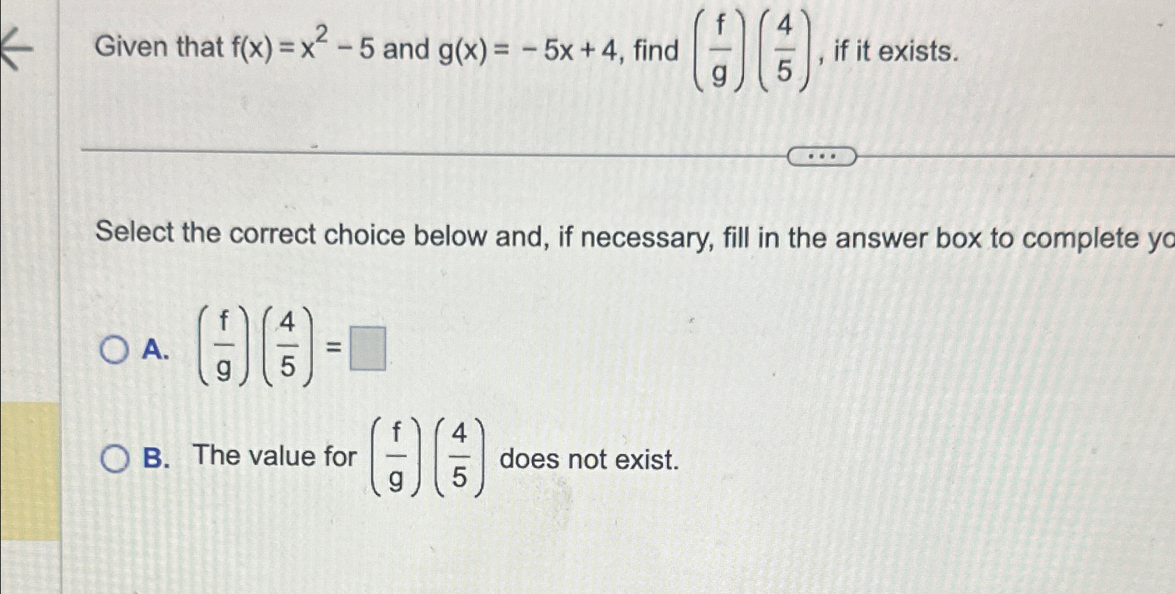 Solved Given That F X X2 5 ﻿and G X 5x 4 ﻿find Fg 45