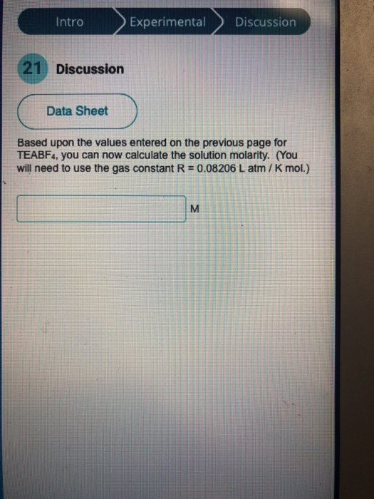 Intro ) Experimental ) Discussion 21 Discussion Data | Chegg.com
