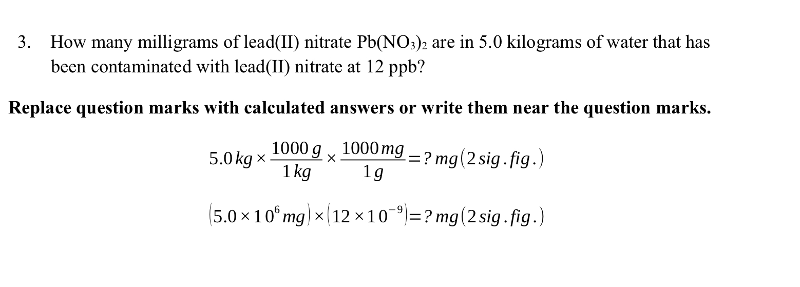 Solved How many milligrams of lead(II) ﻿nitrate Pb(NO3)2 | Chegg.com